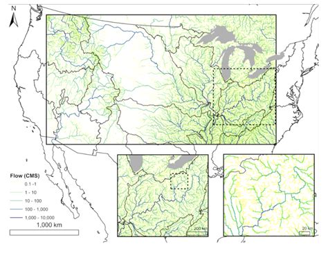 Map Of Simulated Surface Flow M 3 S −1 Over The Conus Domain With