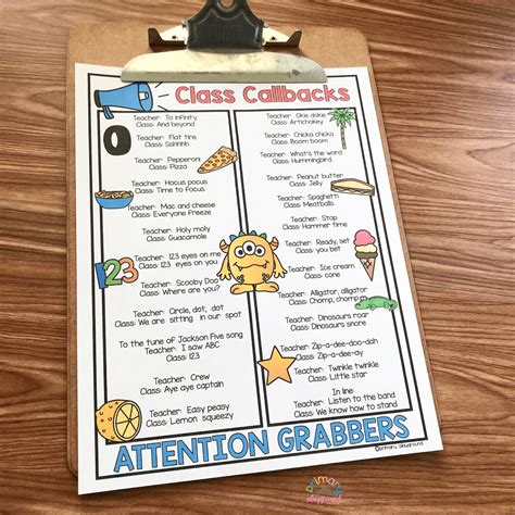 25 Class Callbacks Attention Grabbers Primary Playground Attention Grabbers Attention