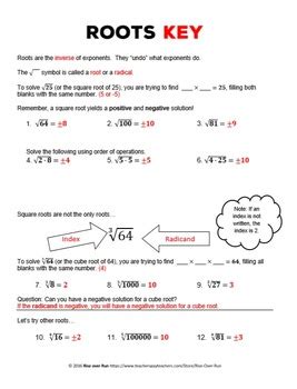 Square Roots And Cube Roots Guided Notes By Rise Over Run TPT