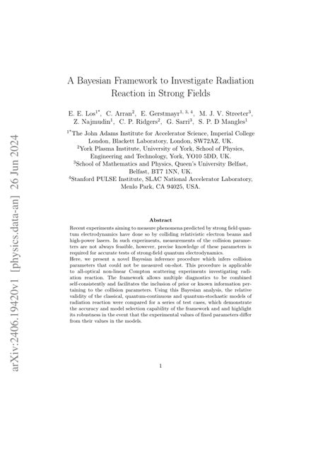Pdf A Bayesian Framework To Investigate Radiation Reaction In Strong Fields