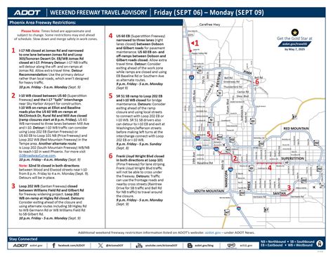 Adots Weekend Freeway Travel Advisory Sept 6 9 Phoenix Area