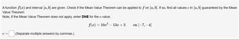 solved a function f x and interval [a b] are given check