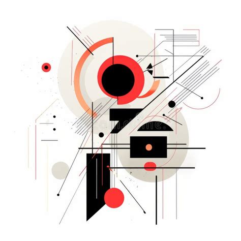 Abstract Modern Deco Art Illustration In Red Black And Blue Stock
