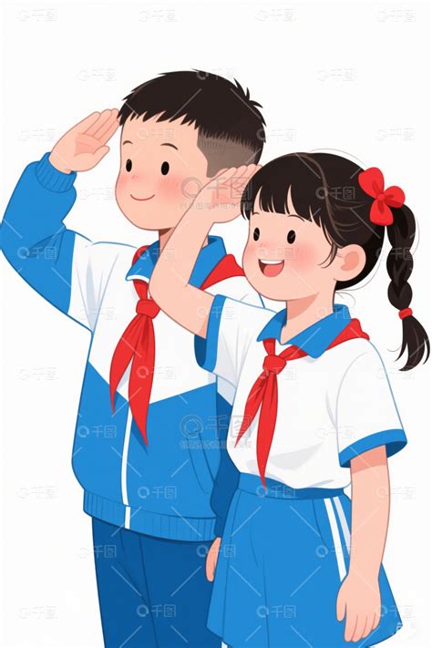 卡通插画ai数字艺术 少先队员敬礼卡通插画 Ai平面元素免费下载 Png格式 2599像素 编号72019107 千图网