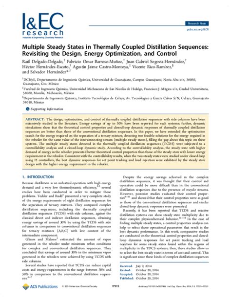 Pdf Multiple Steady States In Thermally Coupled Distillation Sequences Revisiting The Design