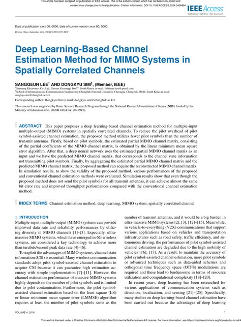 PDF Deep Learning Based Channel Estimation Method For MIMO Systems In