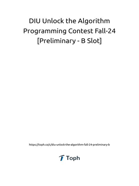 diu unlock the algorithm programming contest fall 24 [preliminary b