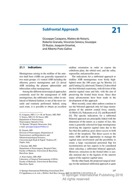 Pdf Subfrontal Approach