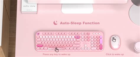 Wireless Keyboard And Mouse Combo Mowux Full Size Typewriter Retro Round Computer