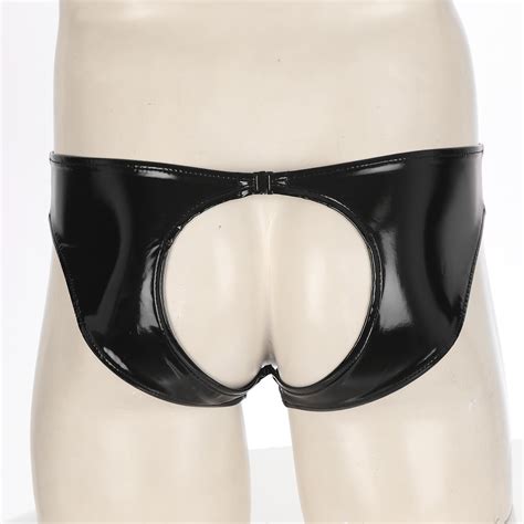 Us Mens Sexy Open Front Butt Jockstrap Panties Underwear Wet Look
