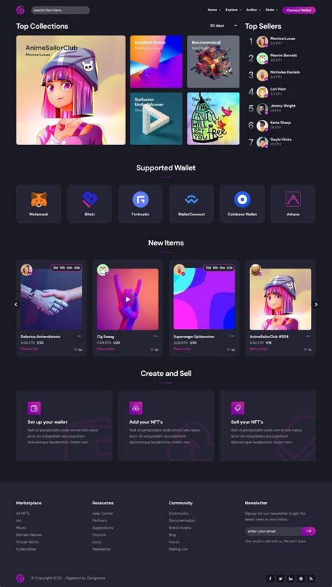 Gigaland Nft Marketplace Web Layout Design Web App Design Webpage