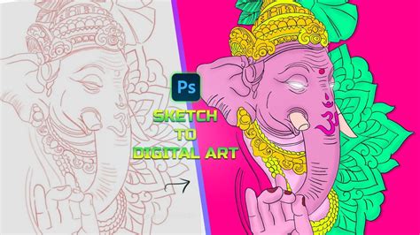 Sketch To Vector Pt 1 Creating A Lord Ganesha Illustration Artwork Illustrator To Photoshop