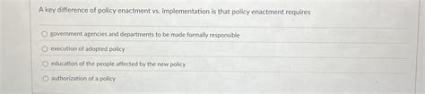 A Key Difference Of Policy Enactment Vs