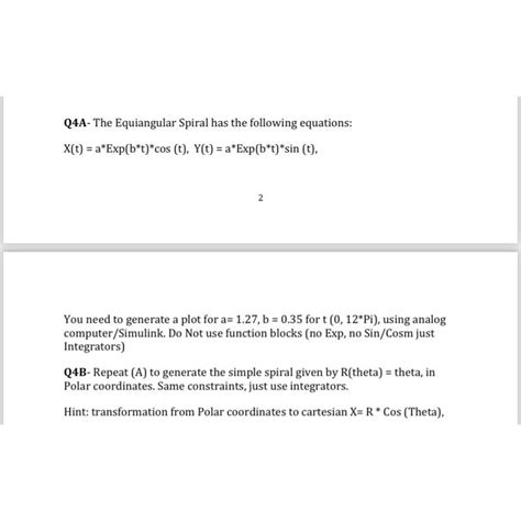 solved q4a ﻿the equiangular spiral has the following