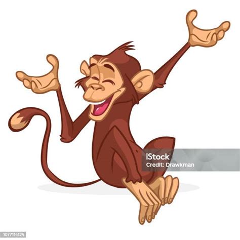 귀여운 원숭이 침팬지 평면 밝은 색상 간체 벡터 그림 재미 만화 스타일 디자인 갈색에 대한 스톡 벡터 아트 및 기타 이미지 갈색 고릴라 귀여운 Istock