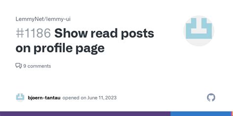 Show Read Posts On Profile Page · Issue 1186 · Lemmynetlemmy Ui · Github