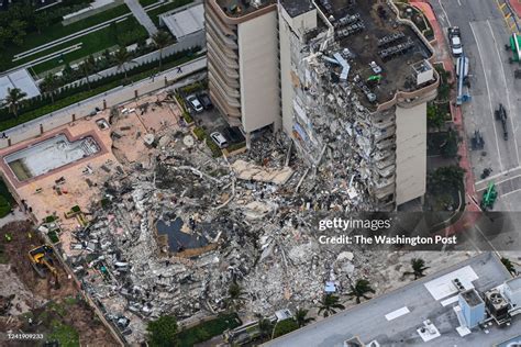 Aerial View Of The Collapsed Champlain Towers South On June 25 2021