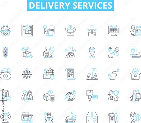 Delivery Services Linear Icons Set Courier Package Dispatch
