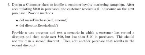 Solved 3 Design A Customer Class To Handle A Customer