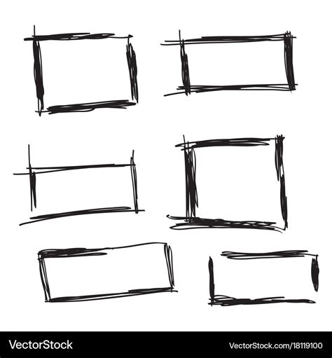 Set Hand Drawn Rectangle Royalty Free Vector Image
