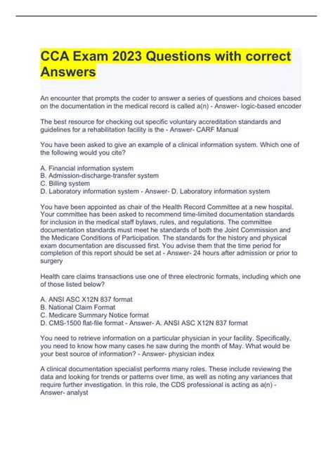 Cca Exam 2023 Questions With Correct Answers Cca Stuvia Us