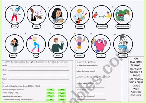 Present Continious Tense Exercise Esl Worksheet By Ceycelik