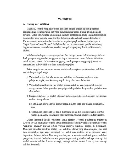 Memahami Validitas Tes Dalam Pengukuran Pdf