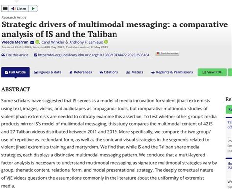 Islamicstate Taliban Weeda Mehran Phd