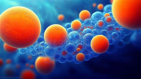 Abstract Molecular Structure With Orange And Blue Bokeh Background For Science Or Modern Design