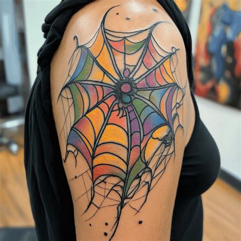 Colorful Spider Web Tattoos