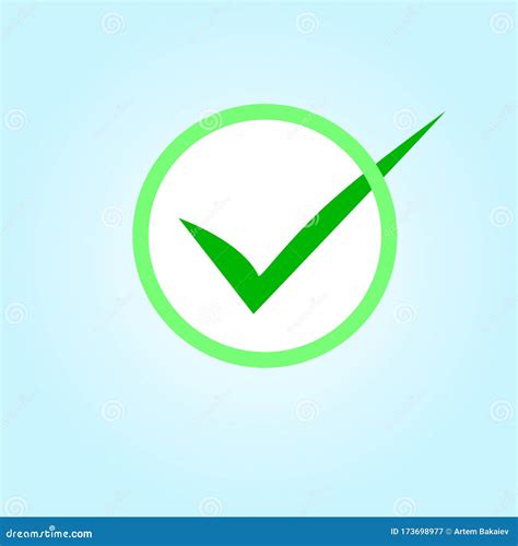 Check Mark Vector Icon On Blue Background Checkmark Right Symbol Tick Sign Ok Button Correct