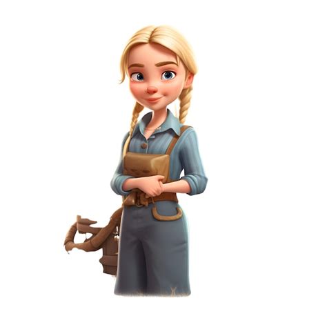 Premium Ai Image 3d Illustration Of A Cute Cartoon Girl With Apron