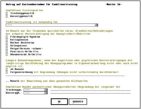 Medisoftware Antrag auf Kostenübernahme Rehabilitationssport