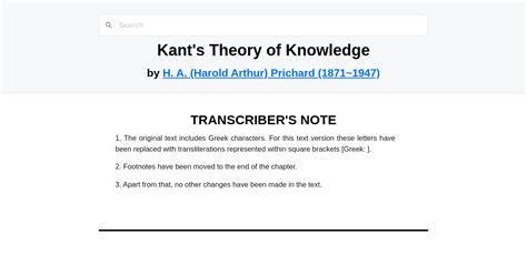 Kants Theory Of Knowledge