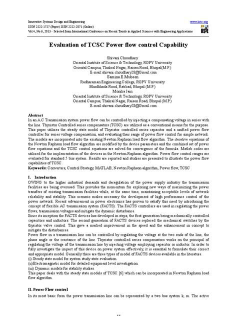 Evaluation Of Tcsc Power Flow Control Capability Download Free Pdf