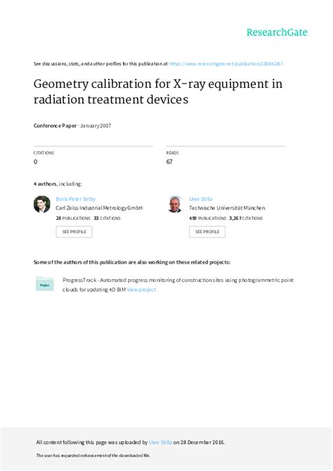 pdf geometry calibration for x ray equipment in radiation treatment devices and estimation of