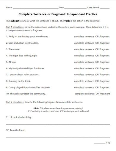 Complete Sentence 30 Examples How To Create