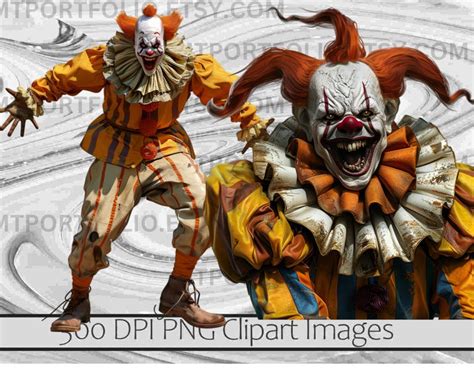 Evil Clown Clipart Scary Clown Png Zombie Clown Bundle Png Graphics