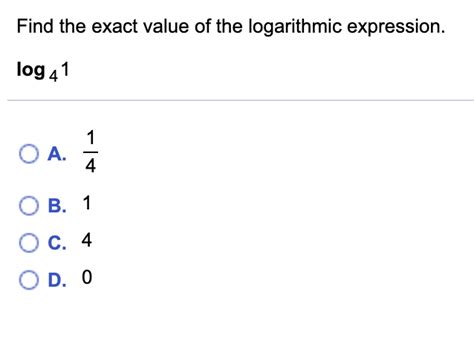 Answered Find The Exact Value Of The Logarithmic Expression Log O A OA B C O D