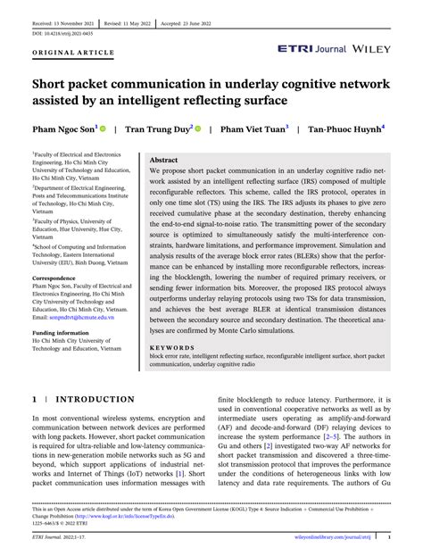 Pdf Short Packet Communication In Underlay Cognitive Network Assisted