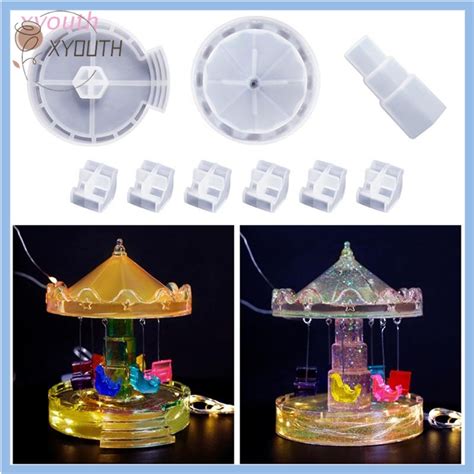 Xy Diy 3d Carousel Horse Silicone Mold Rotary Flying Chair Resin Epoxy