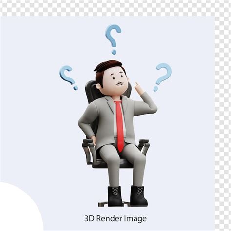 Premium Psd 3d Male Character Asking A Question Sitting On Chair