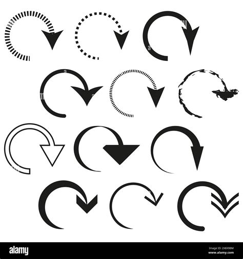 Refresh Arrow Icons Circular Arrow Symbols Black And White Vector Illustration Stock Vector