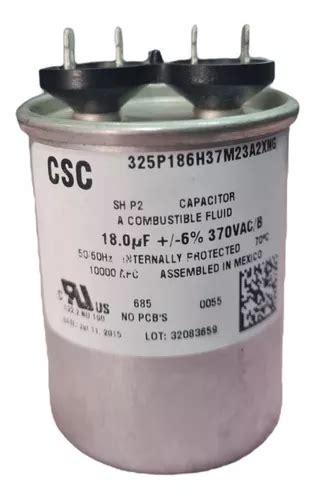 Capacitor Csc Aluminio 18uf 6 370vac B Meses Sin Interés