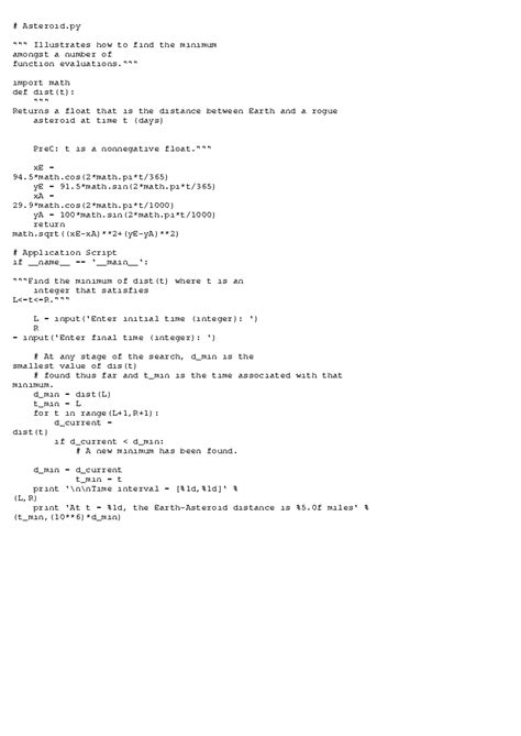 Asteroid Python Code Asteroid Illustrates How To Find The