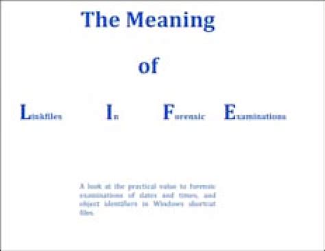 Document The Meaning Of Linkfiles In Forensic Examinations Download Scientific Diagram