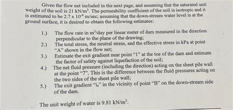Solved Given The Flow Net Included In The Next Page And Chegg