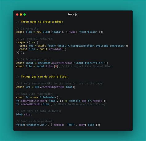Creating And Using Blobs 💾🔄 Rjavascripttips