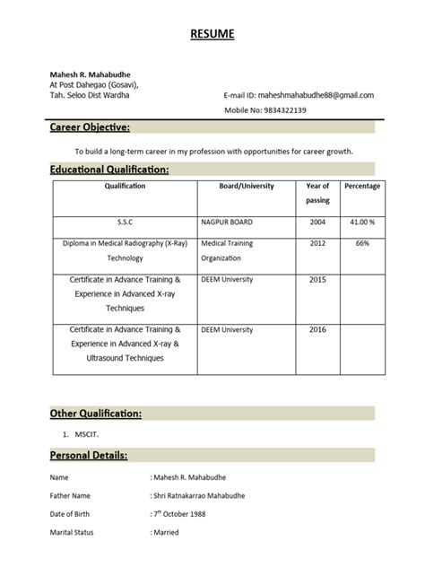 Mahesh Resume Pdf