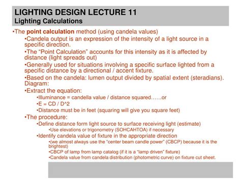 Ppt Lighting Design Lecture 10 March 29th Lighting Calculations